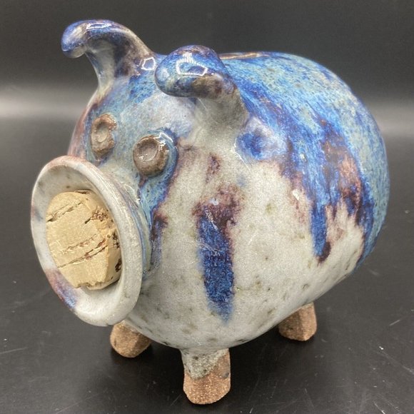 Homemade | Art | Vintage Drip Glazed Stoneware Piggy Bank W Cork Nose ...